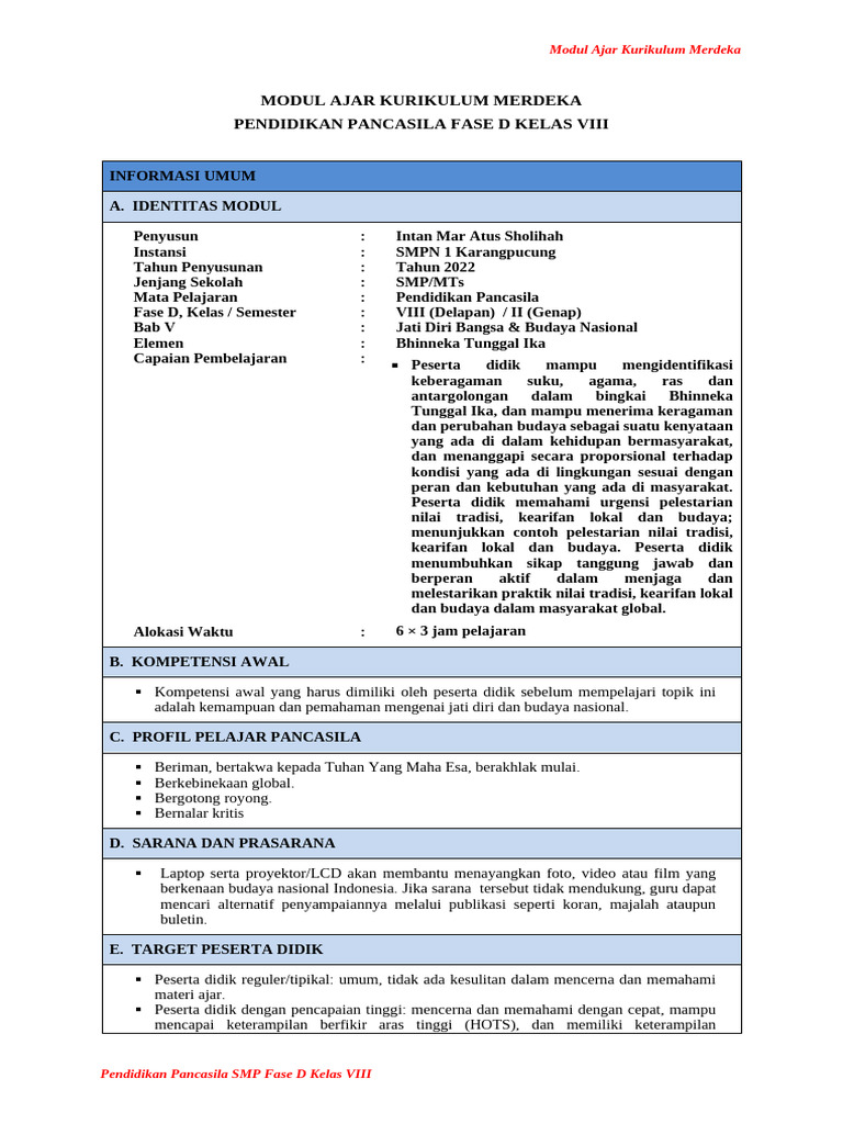 Modul Ajar PPKN BAB 5 | PDF