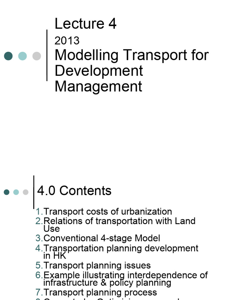 Lecture 4 2013 Modeling Transport For Development Management | PDF | Transport | Employment
