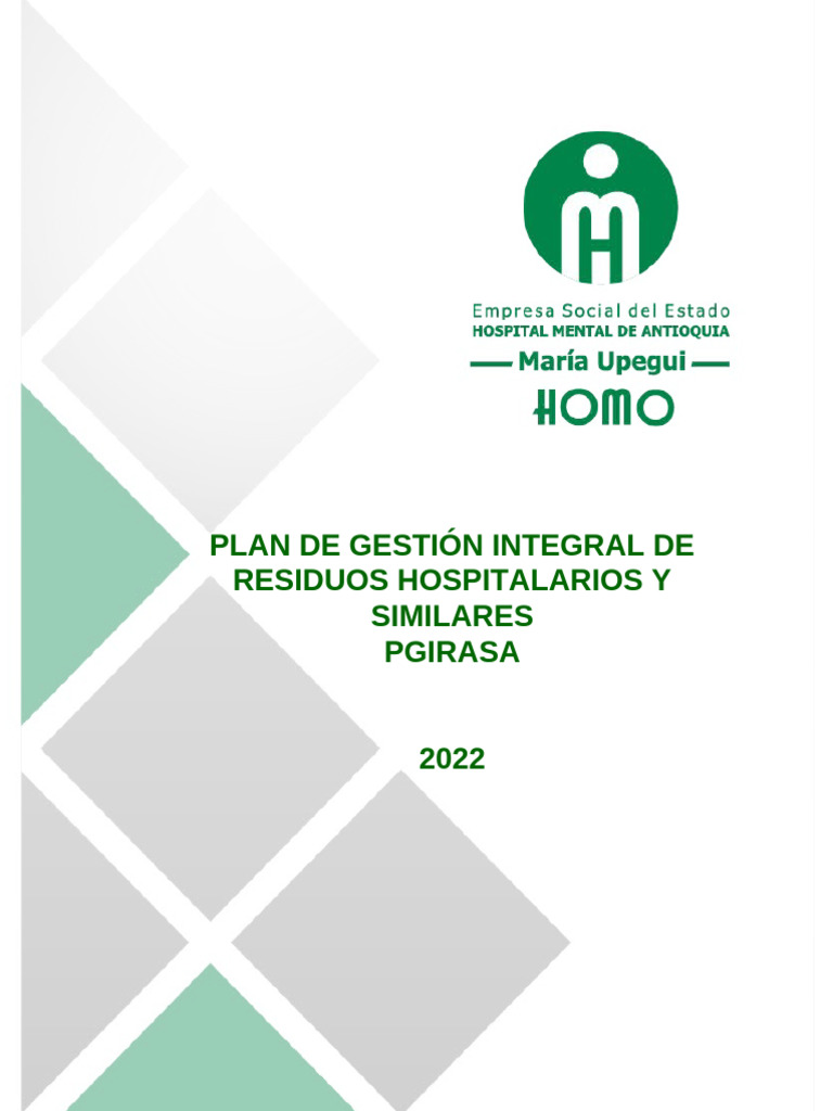 Plan de Gestion Integral de Residuos Hospitalarios y Similares | PDF | Residuos | Gestión de ...