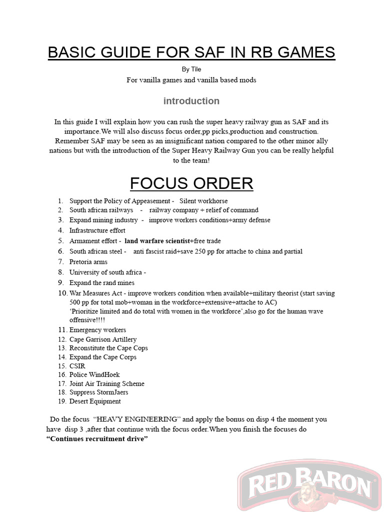 Saf Super Heavy RWG Guide | PDF | Military | Warfare