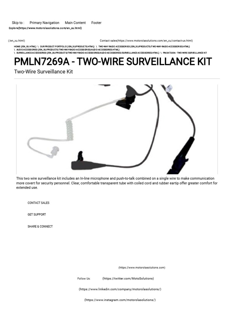 PMLN7269A - Two-Wire Surveillance Kit - Motorola Solutions EMEA | PDF