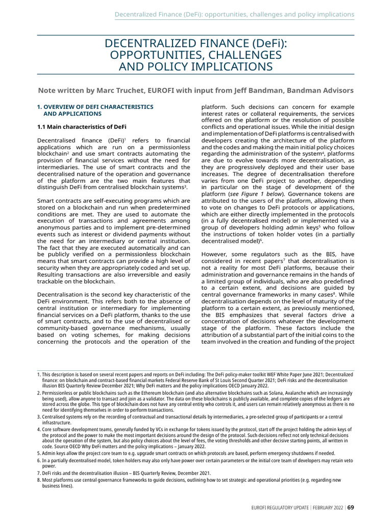 Eurofi - Decentralized Finance Defi - Opportunities Challenges and ...