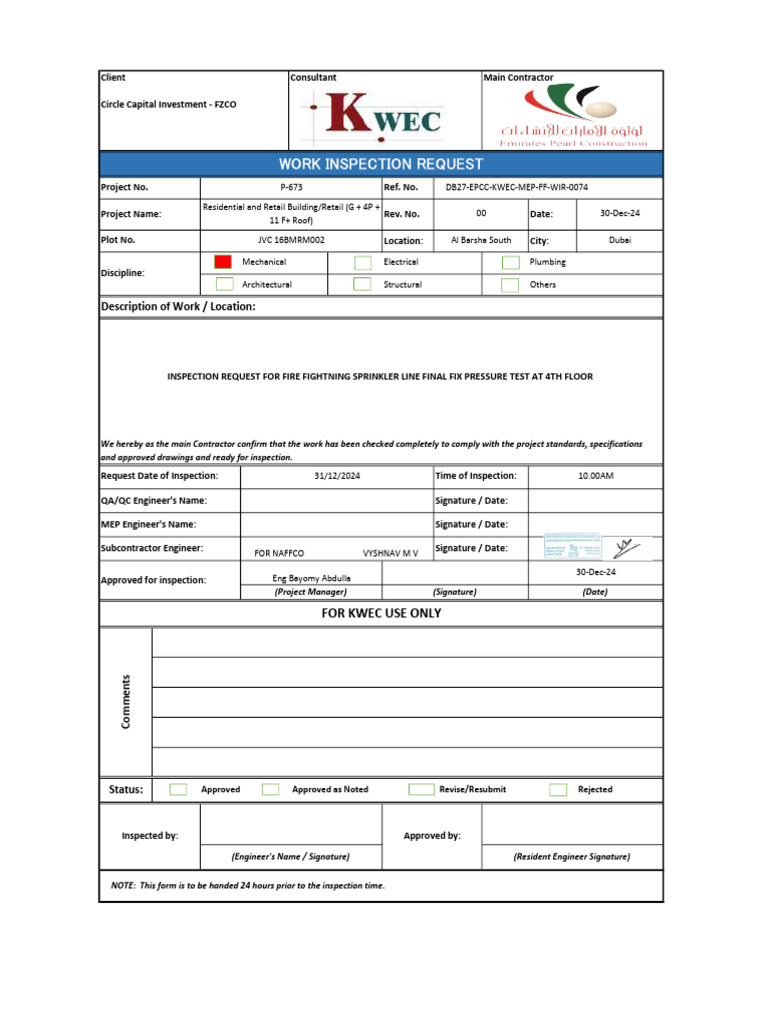 4th Floor Final. Fix Pressure Test | PDF | Pipe (Fluid Conveyance) | Valve
