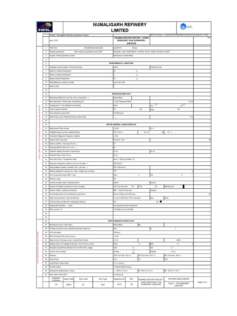 12.1 1.5kw 4p B5-Data Sheet 1S79-MM-6835-ABCDE | PDF | Electric Motor ...