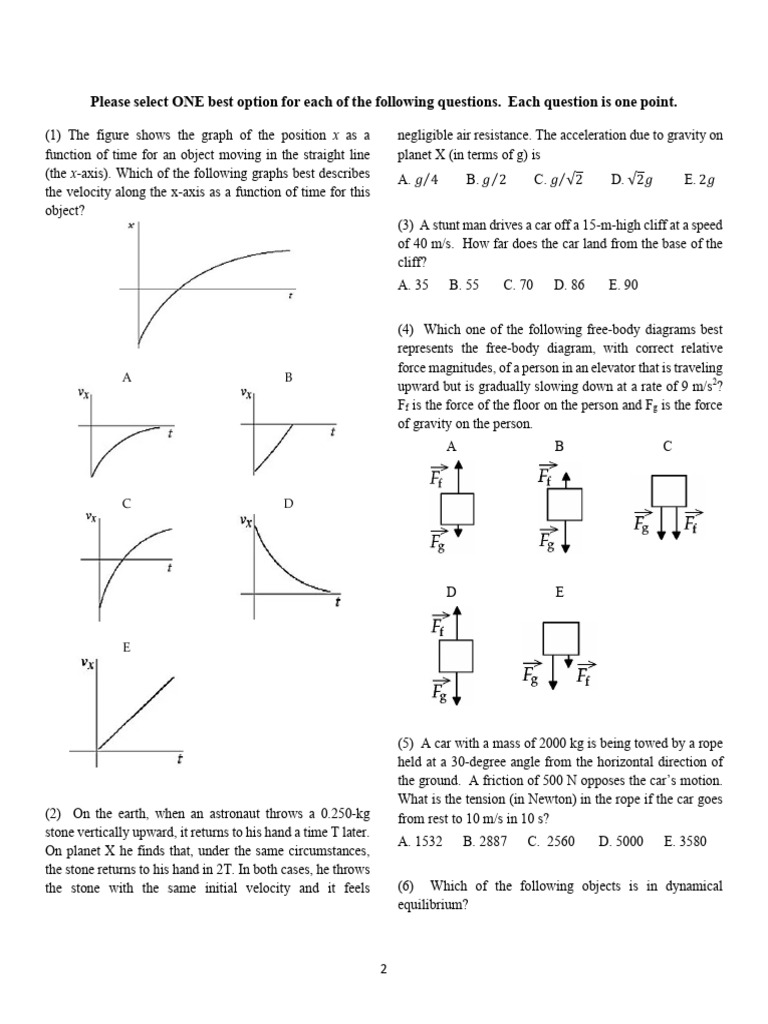 Practice Final Exam A | PDF | Force | Orbit