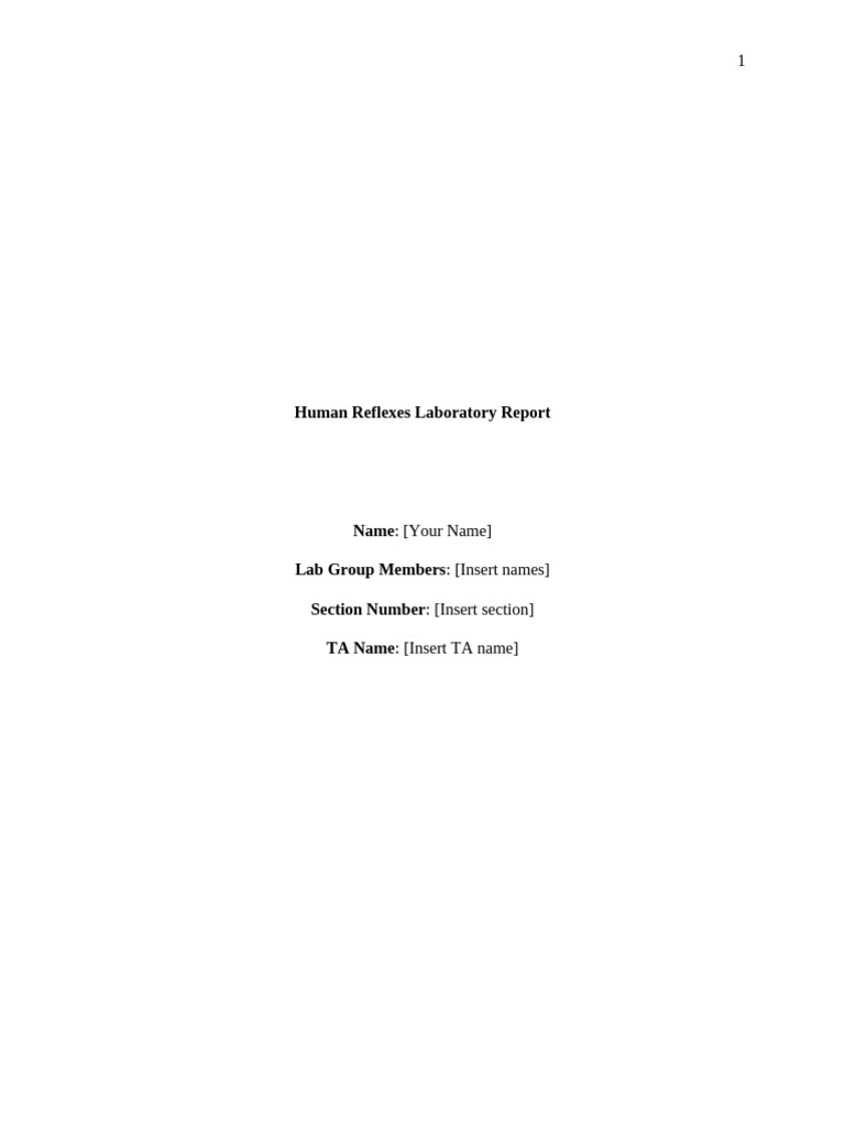Human Reflexes Laboratory Report | PDF | Vestibular System | Neuroscience
