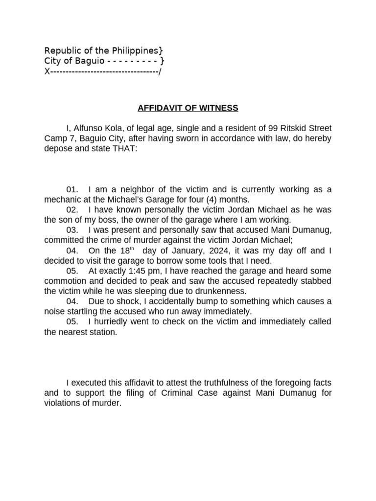 Affidavit of Witness | PDF