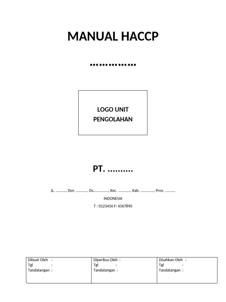 MANUAL HACCP - Form Praktek1 | PDF