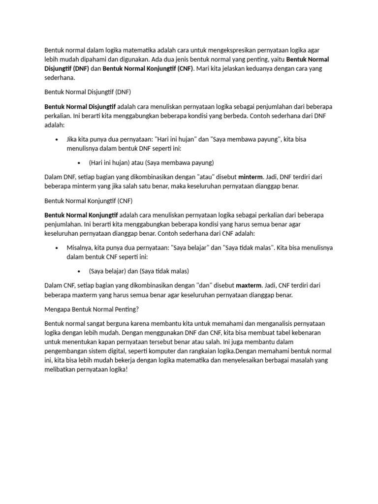 Bentuk Normal Logika: DNF dan CNF | PDF