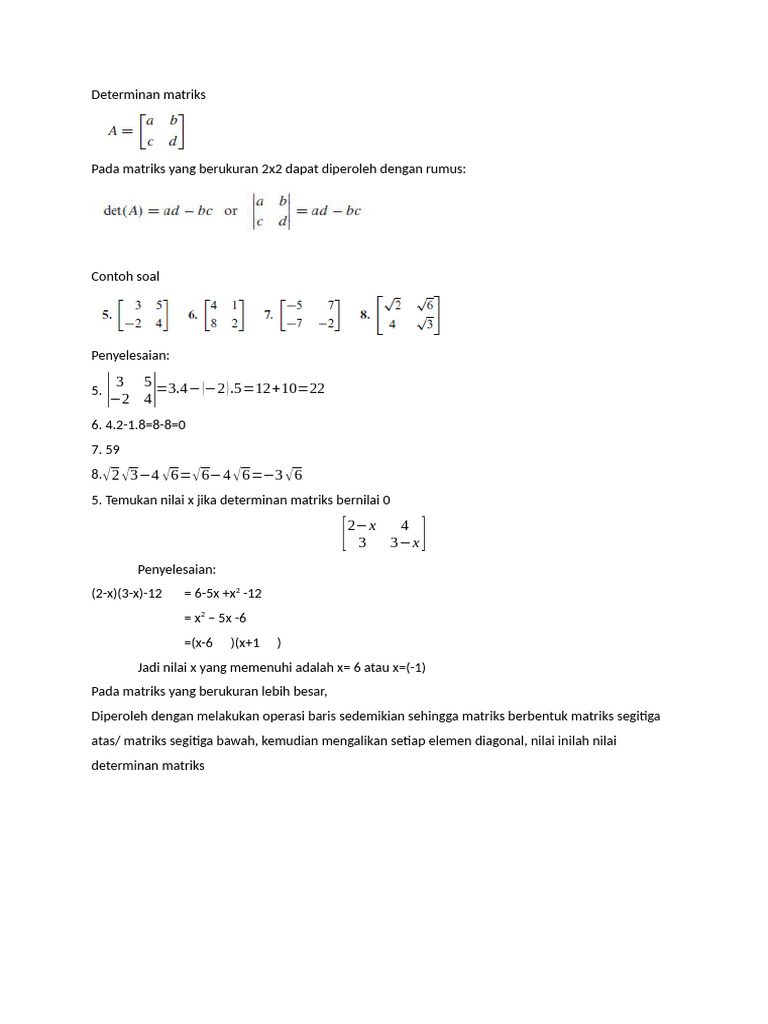 Cara Menghitung Determinan Matriks | PDF