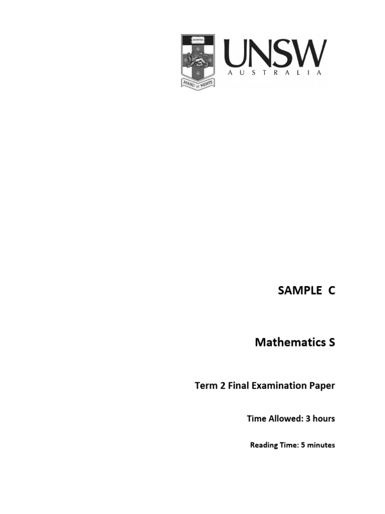 MaS Term 2 Sample C Final Exam | PDF | Tangent | Function (Mathematics)