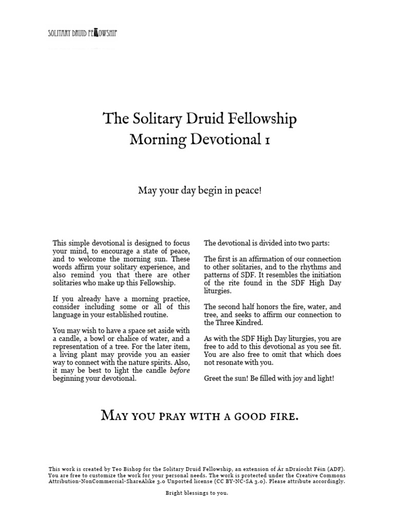 The Solitary Druid Fellowship - Morning Devotional 1 | PDF | Creative ...