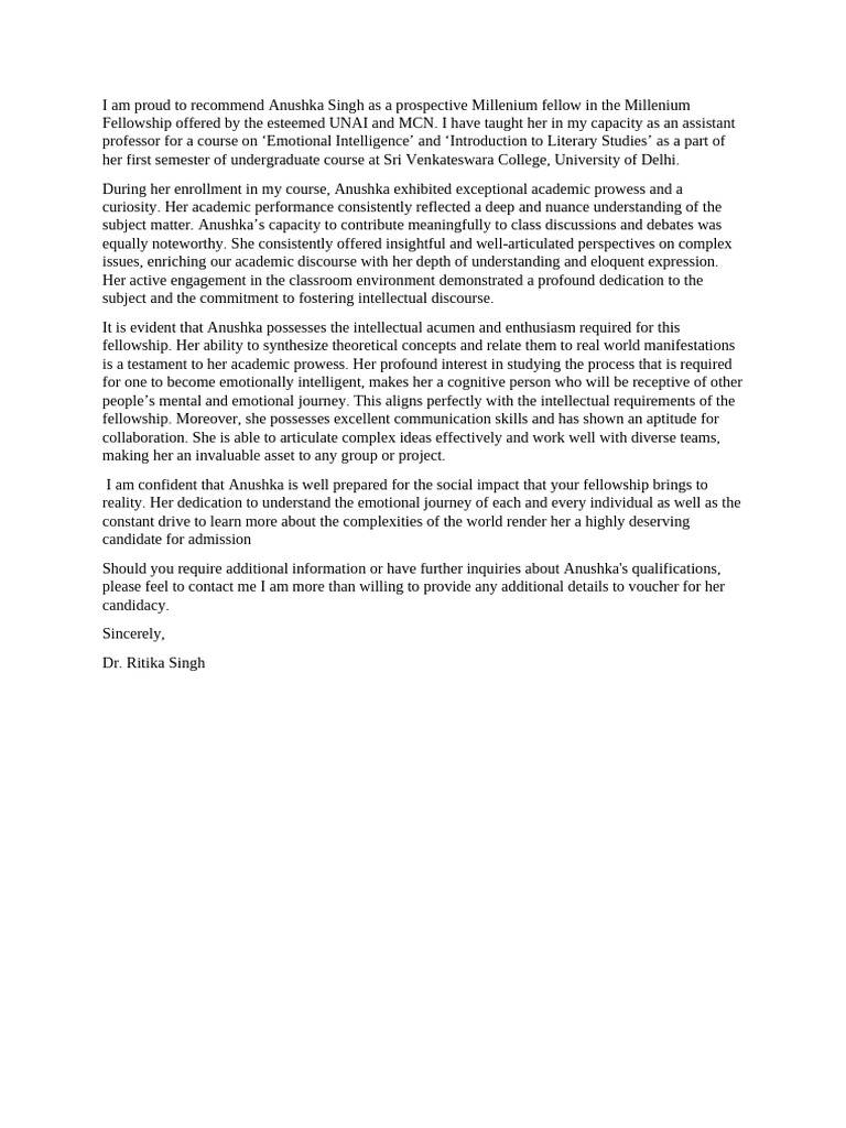 Anushka LOR Draft | PDF