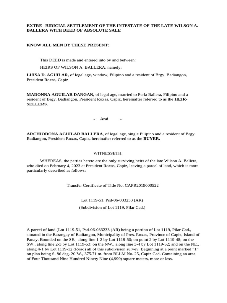 deed-of-sale-bacomo | PDF | Civil Law (Common Law) | Private Law