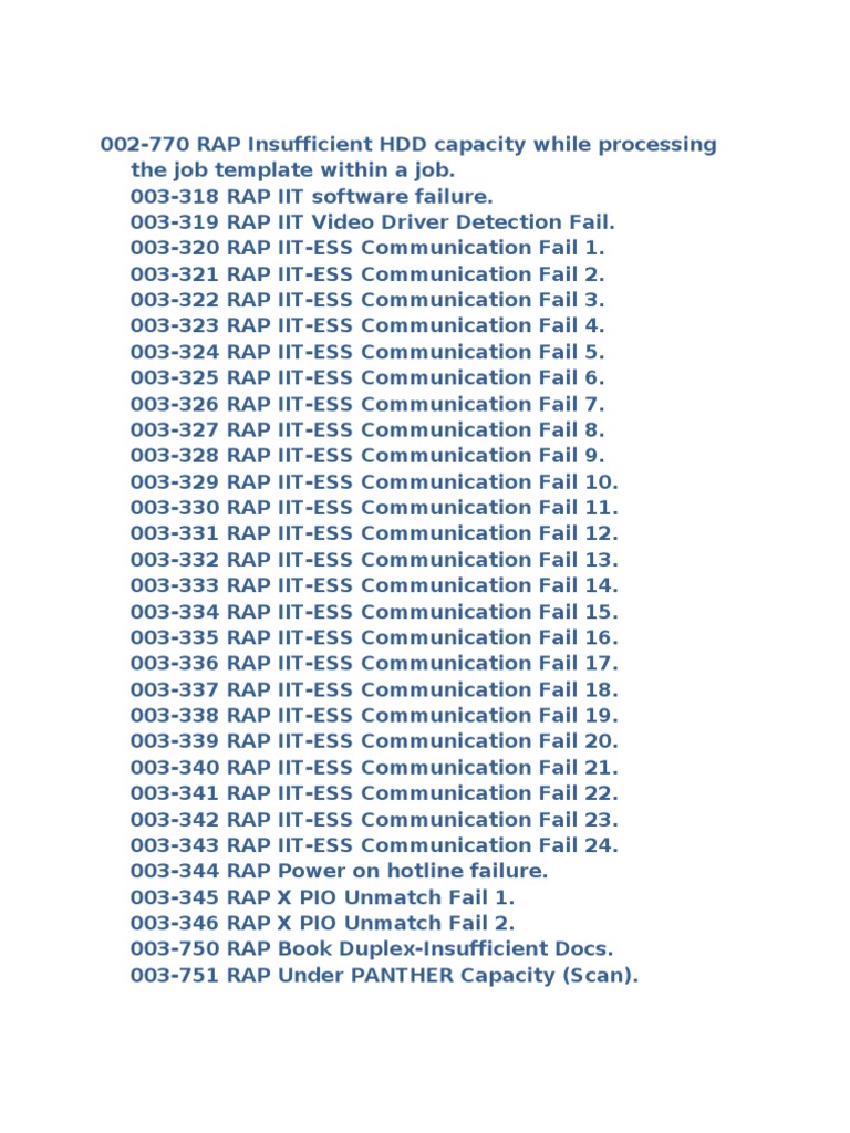 DC 250 Error Codes | PDF | Image Scanner | Portable Document Format