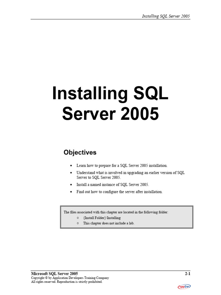 Ch02 | PDF | Windows Server 2003 | Microsoft Sql Server