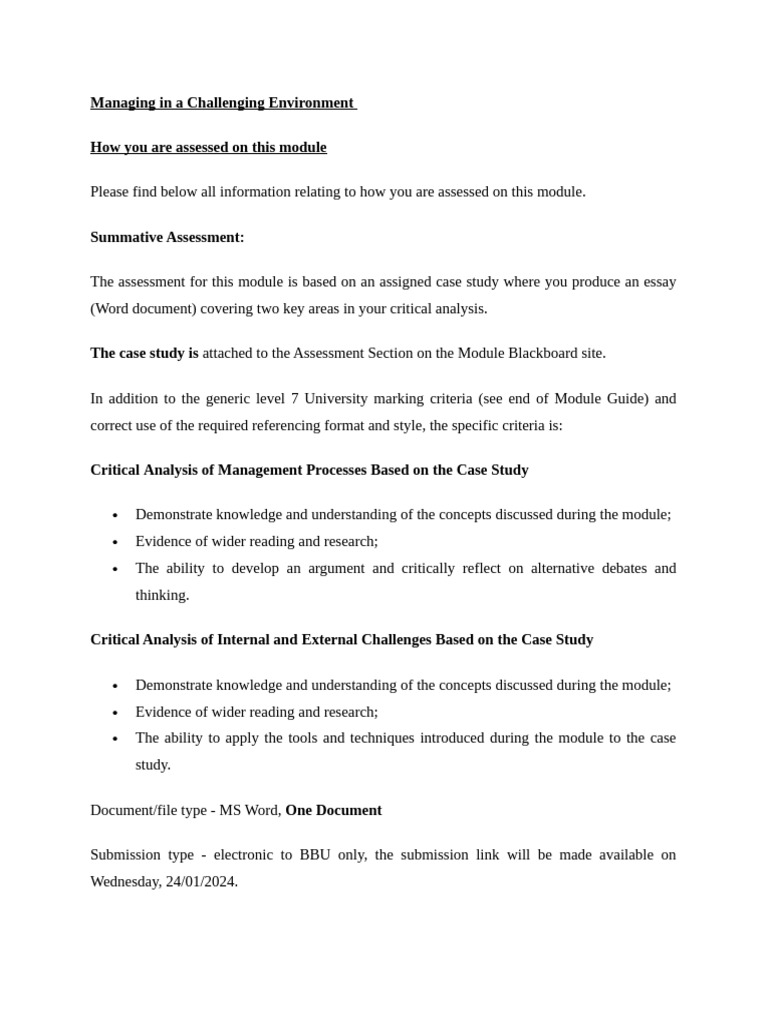 Managing in A Challenging Environment | PDF