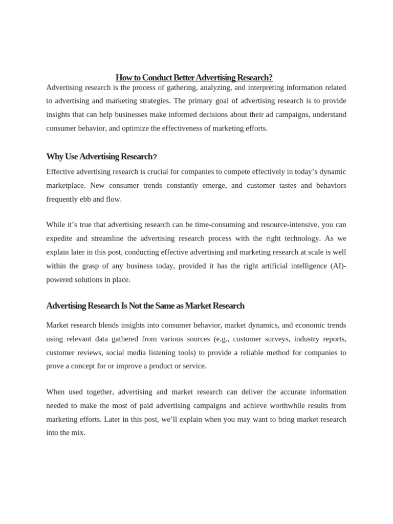 Effective Advertising Research Steps | PDF | Marketing Research ...