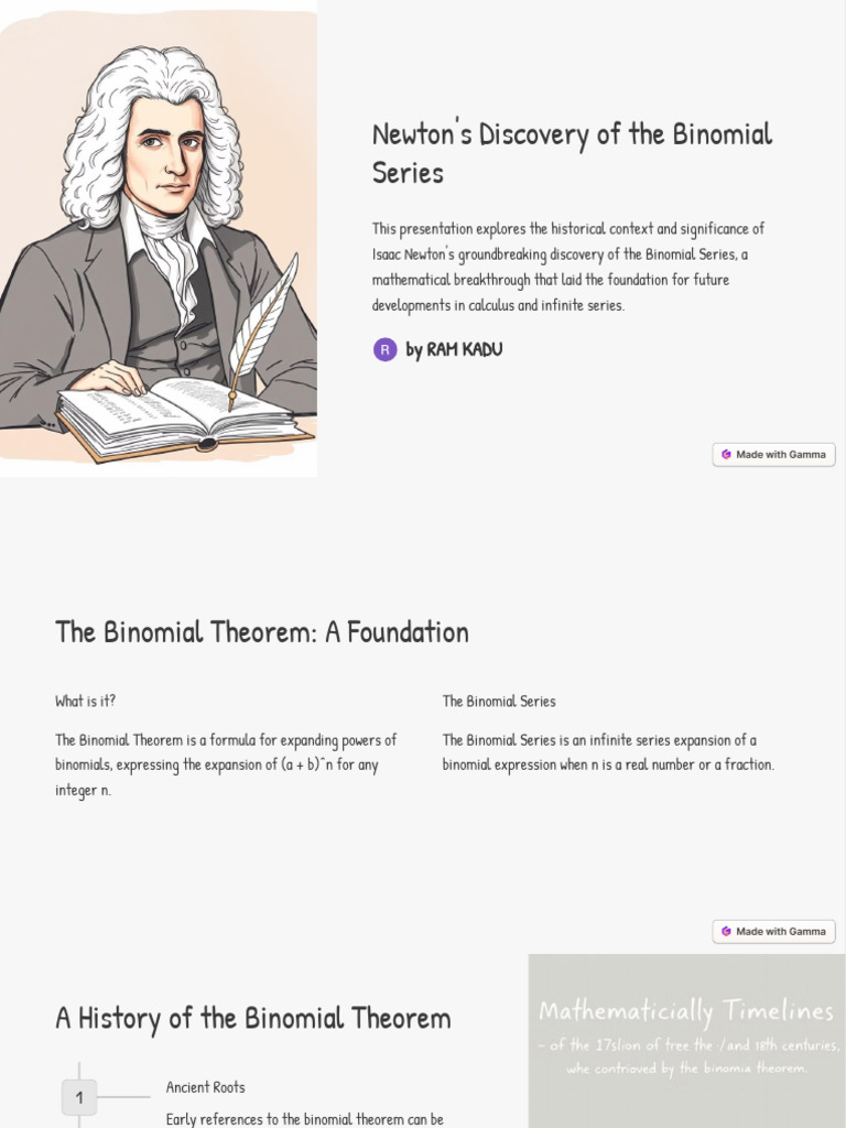 Newtons Discovery Of The Binomial Series 1 Pdf Mathematics Calculus