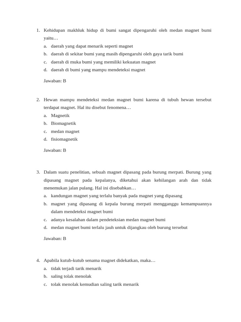 Latihan Soal Magnet 1 Dan Jawaban | PDF