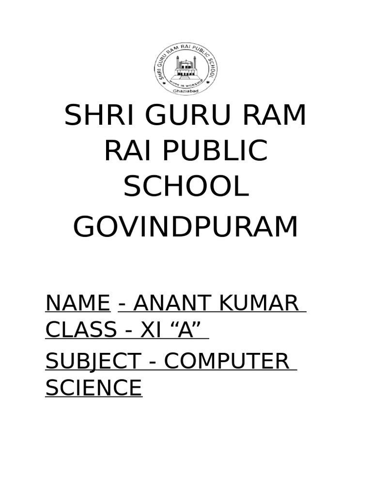 Anant Kumar's Computer Science XI-A | PDF