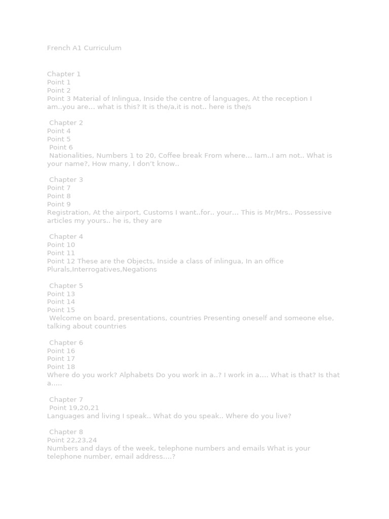 French-A1-Curriculum | PDF