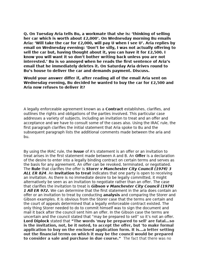 Contract Assignment No | PDF | Offer And Acceptance | Consent
