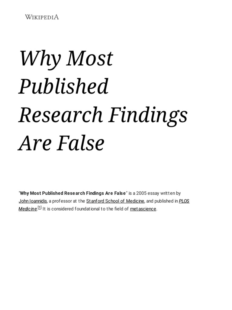 Why Most Published Research Findings Are False - Wikipedia | PDF ...