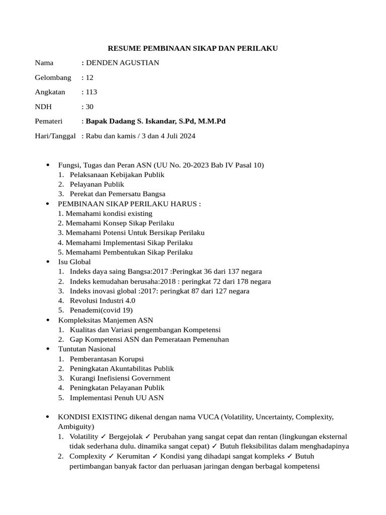 Resume Pembinaan Sikap Dan Perilaku | PDF