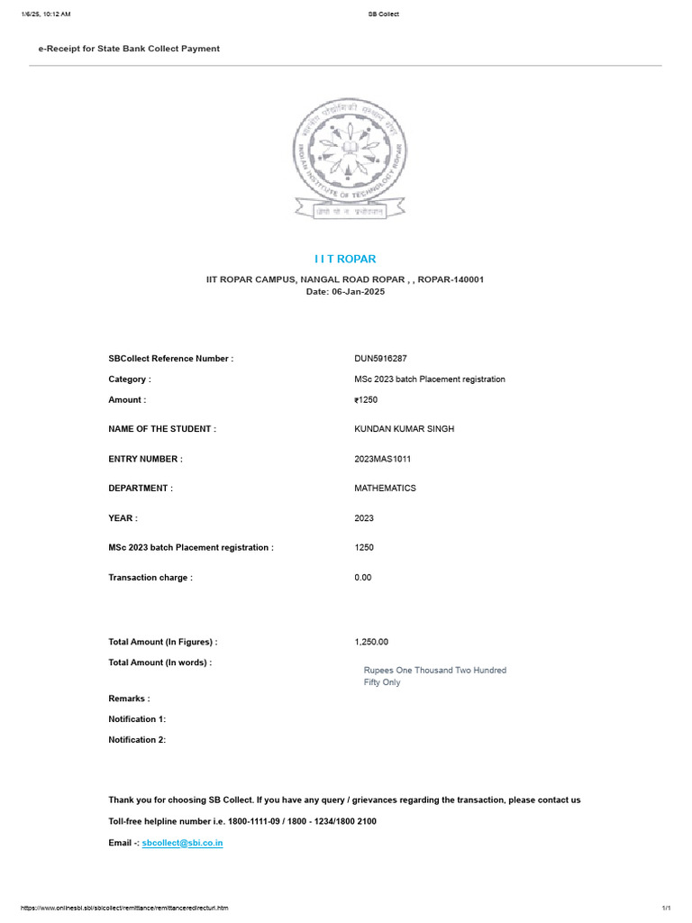 SB placement registration | PDF