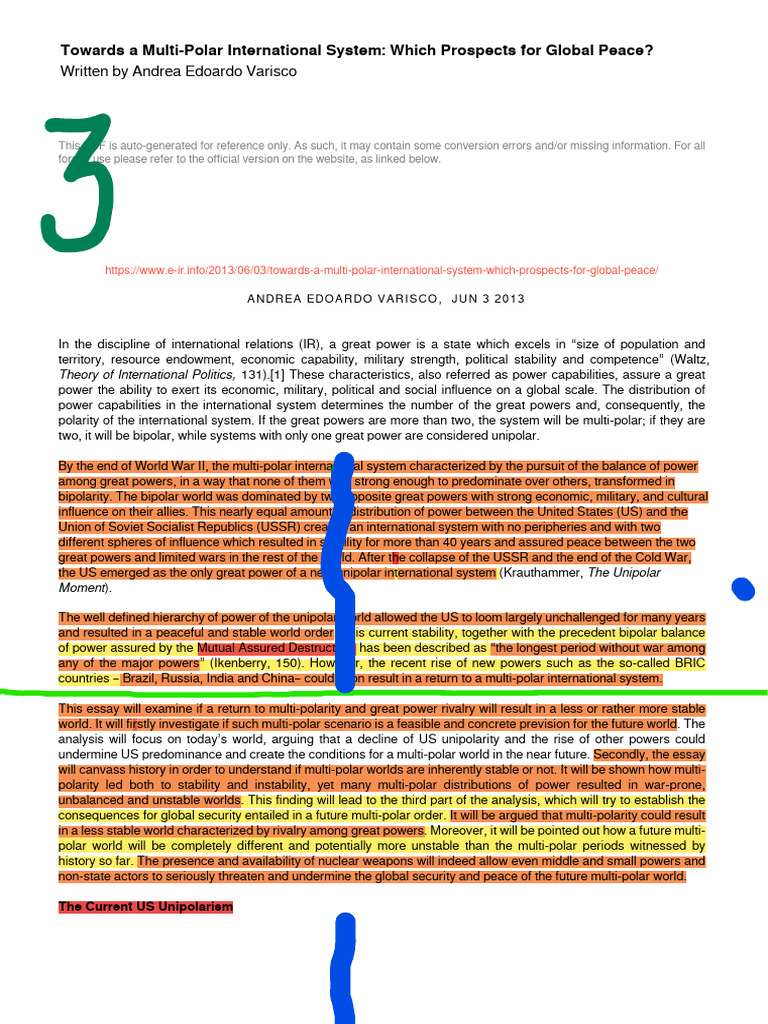 Towards A Multi Polar International System Which Prospects For Global ...