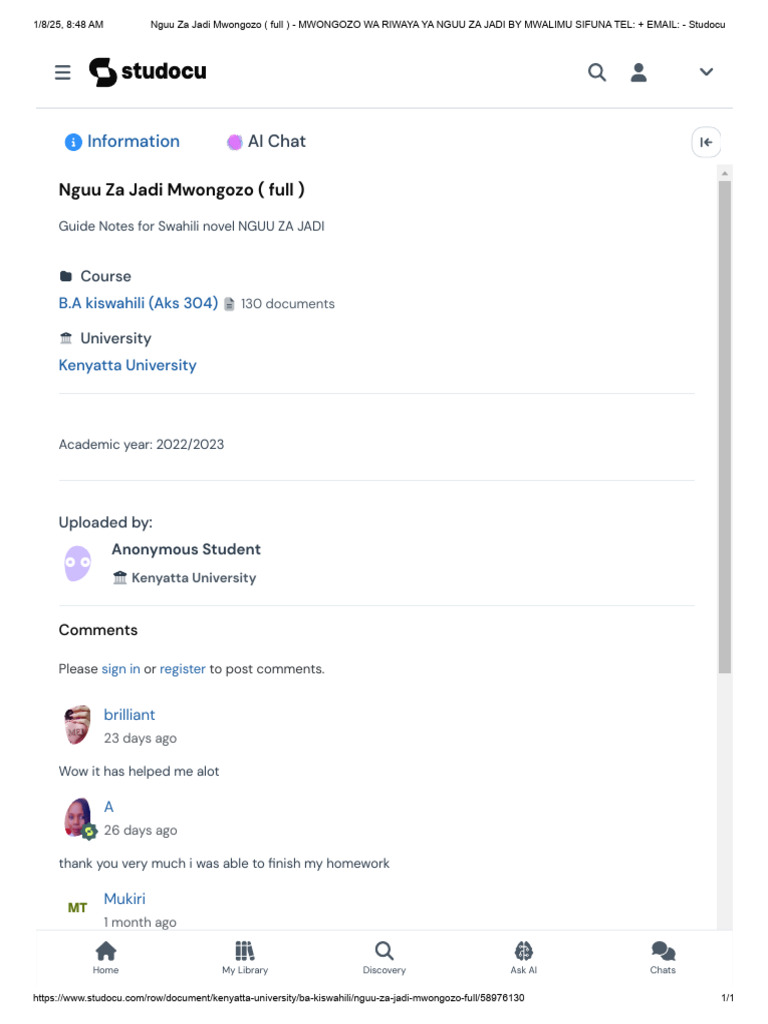 Nguu Za Jadi Mwongozo (Full) - MWONGOZO WA RIWAYA YA NGUU ZA JADI BY ...