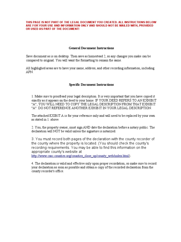 Homestead Declaration | PDF | Notary Public | Government Information