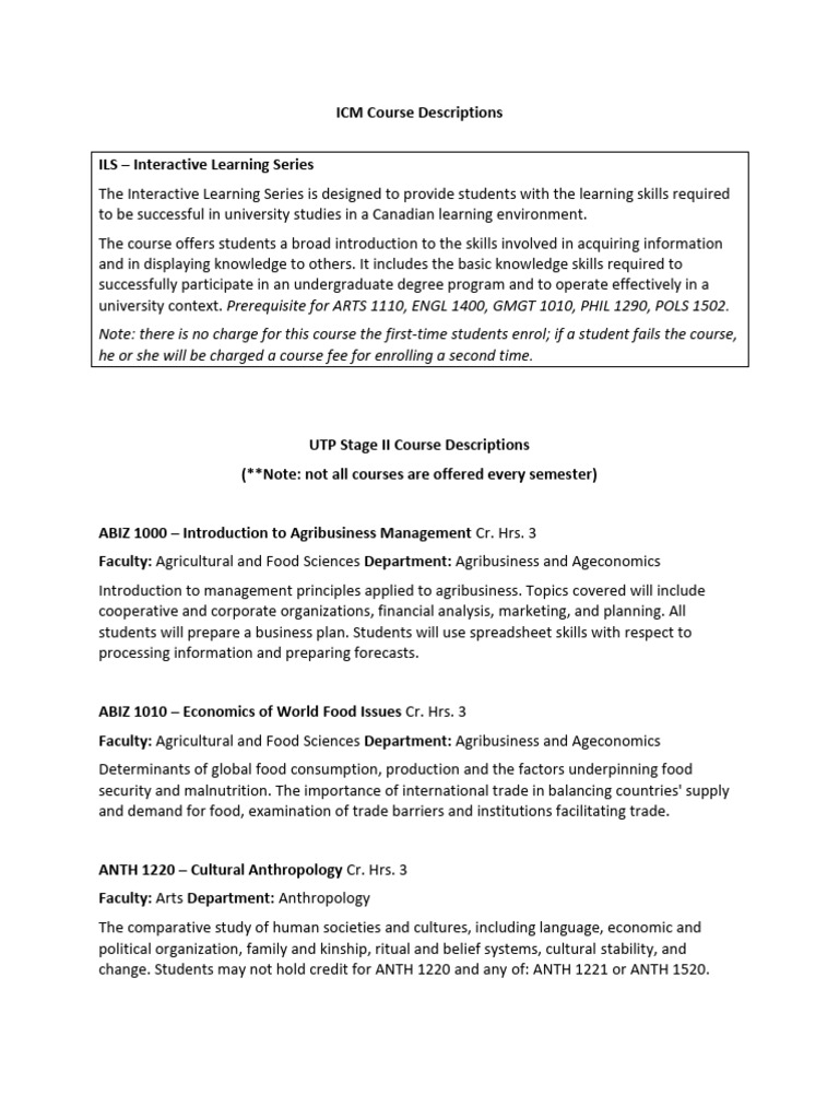 ICM Course Descriptions | PDF | Statistics | Mathematics