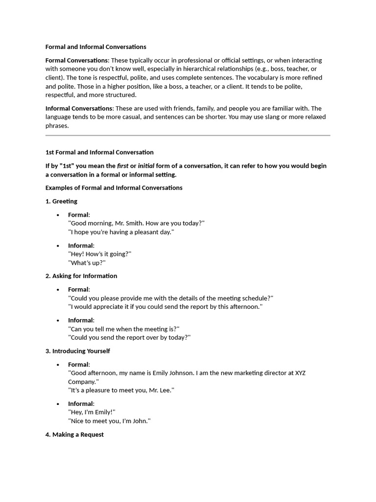 Types of Conversations and Greetings | PDF | Nonverbal Communication ...