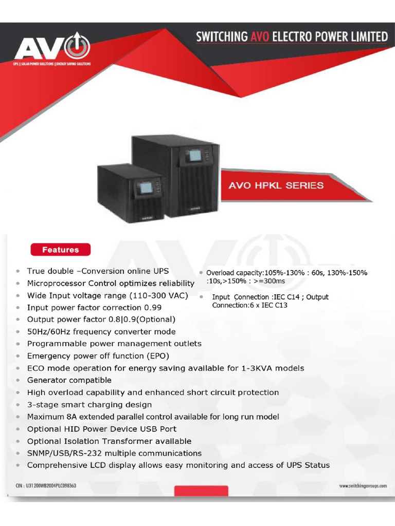 Avo 1 Kva Online Ups | PDF