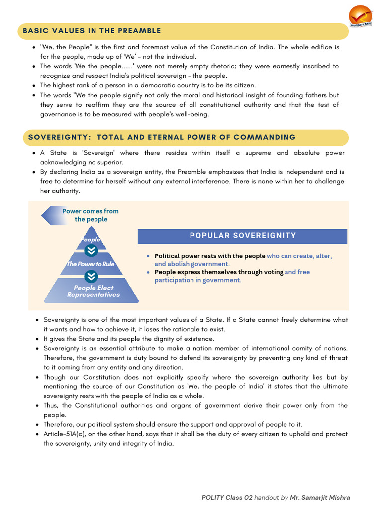 Polity - Class - 02 - Handout Samarjit Sir | PDF | Democracy | Political Ideologies