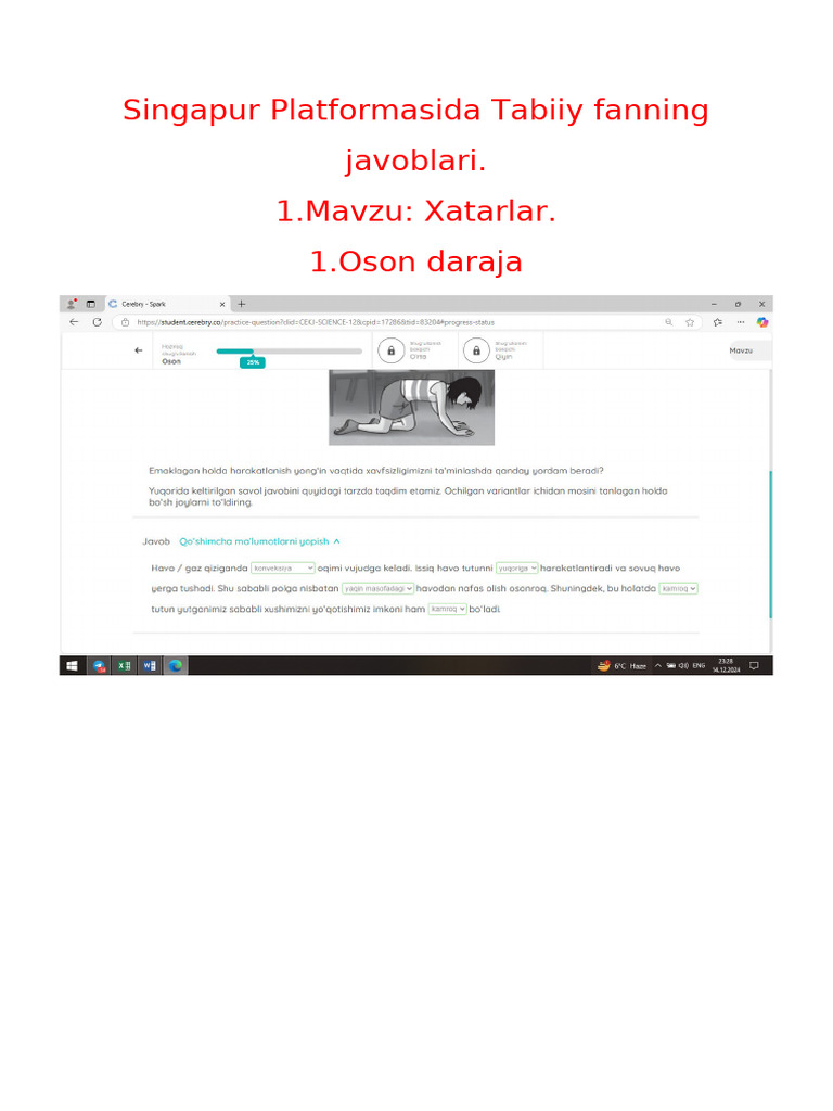 Singapur Platformasida Tabiiy Fanning Javoblari | PDF