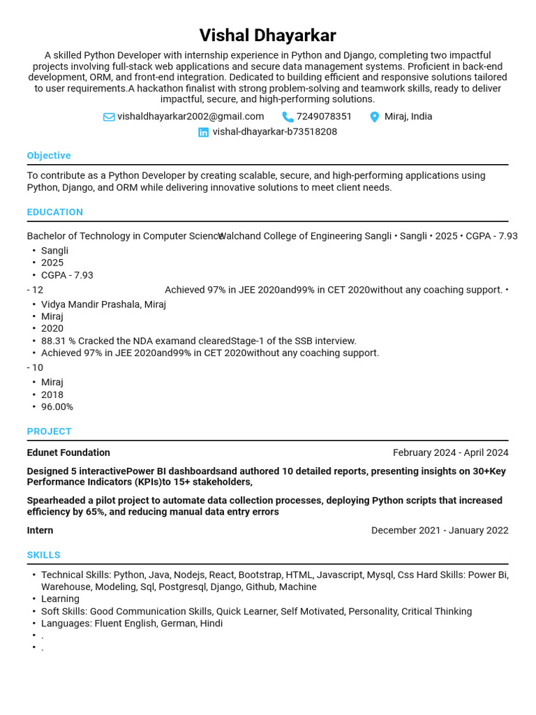 Vishal Dhayarkar - Resume | PDF