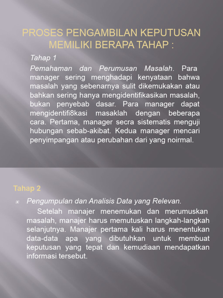 7 Tahap Proses Pengambilan Keputusan | PDF