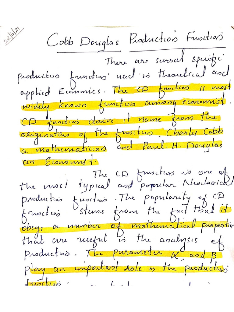 Cobb Douglas Production Function | PDF