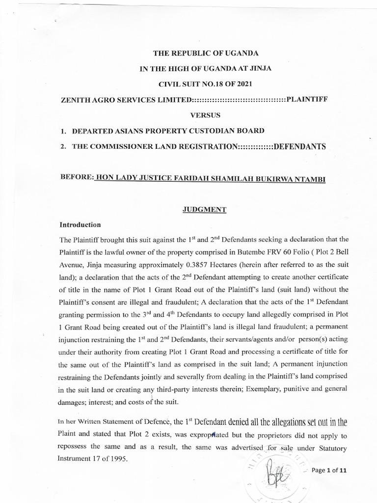 Zenith Agro Services Limited V Departed Asians Property Custodian Board ...