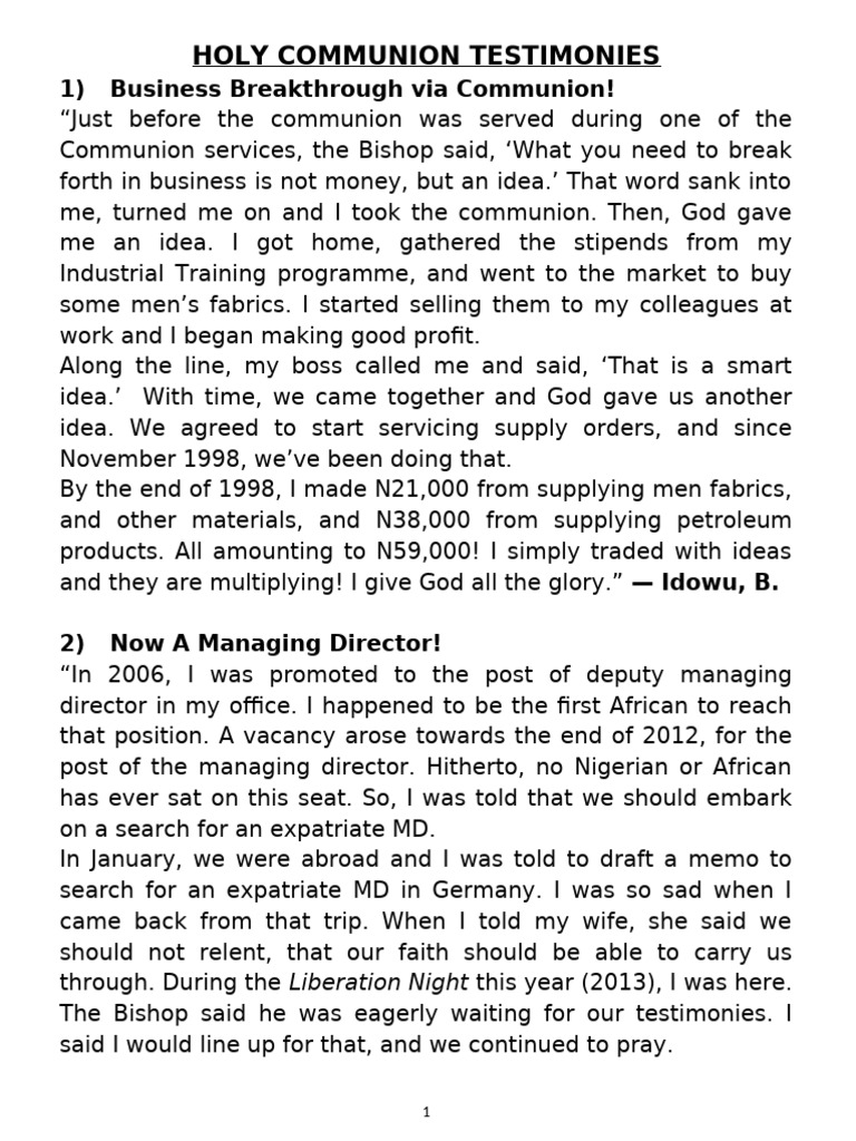 Testimonies | PDF | Miracle | Eucharist