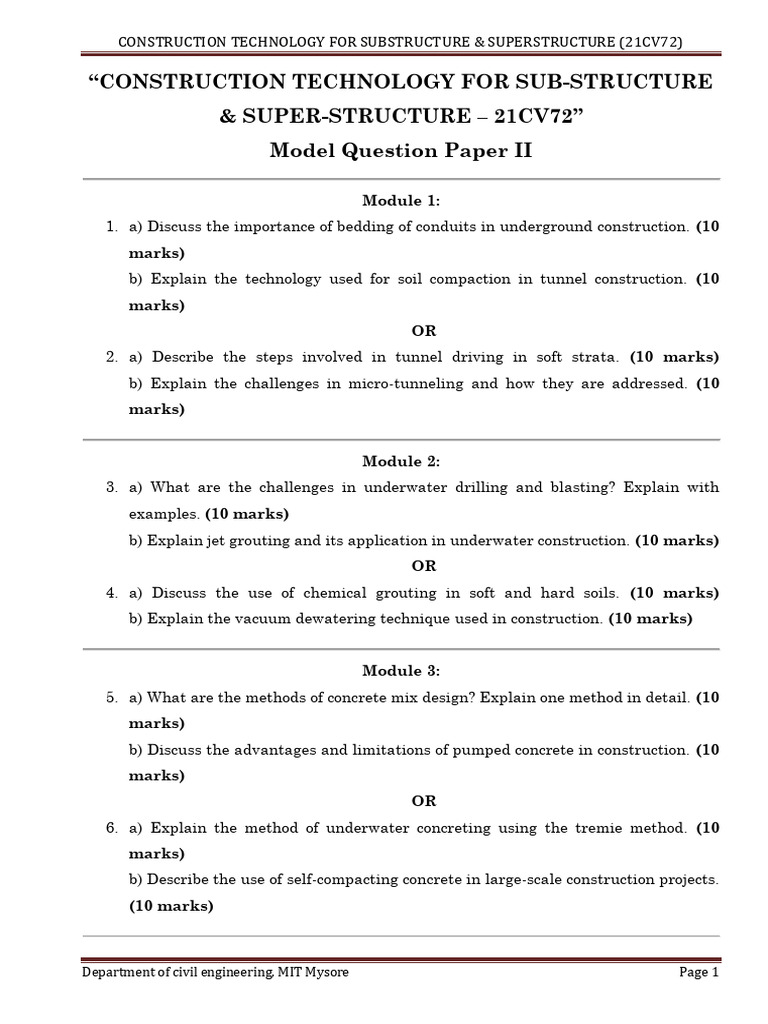 Model Questions Paper-II (21CV72) | PDF | Deep Foundation | Building ...