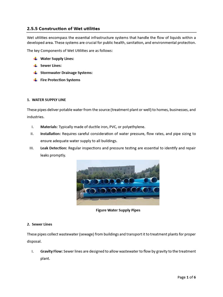 Understanding Wet Utilities in Construction | PDF | Sanitary Sewer ...