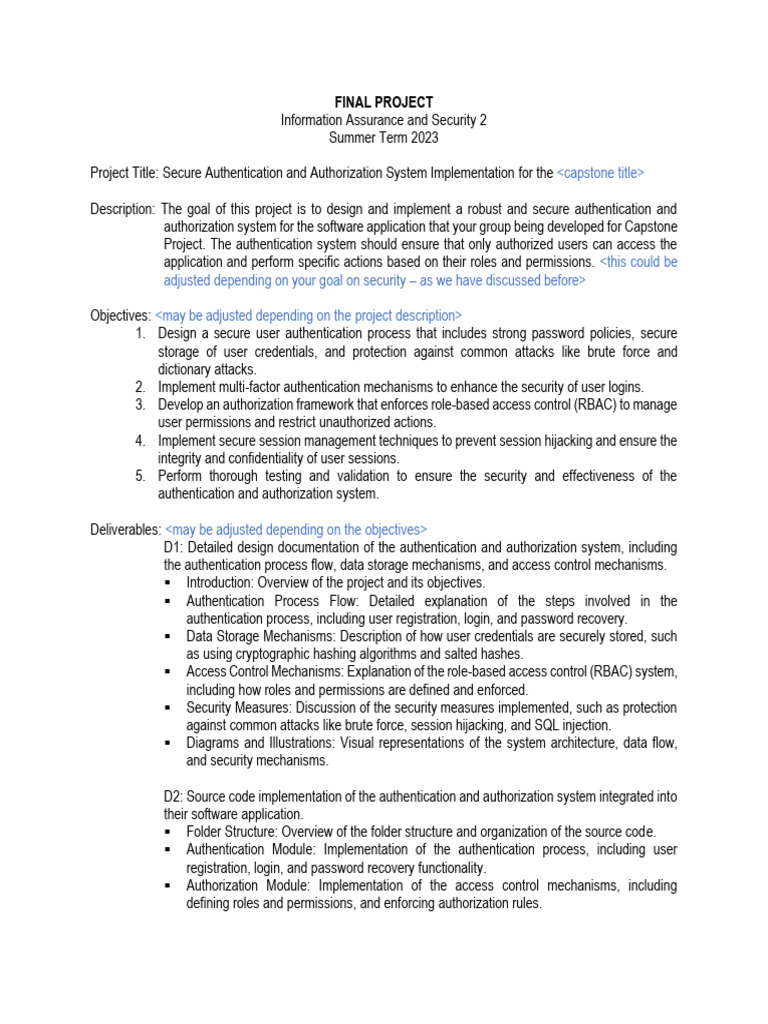 IT122 - IAS2 Project Description | PDF | Password | Security