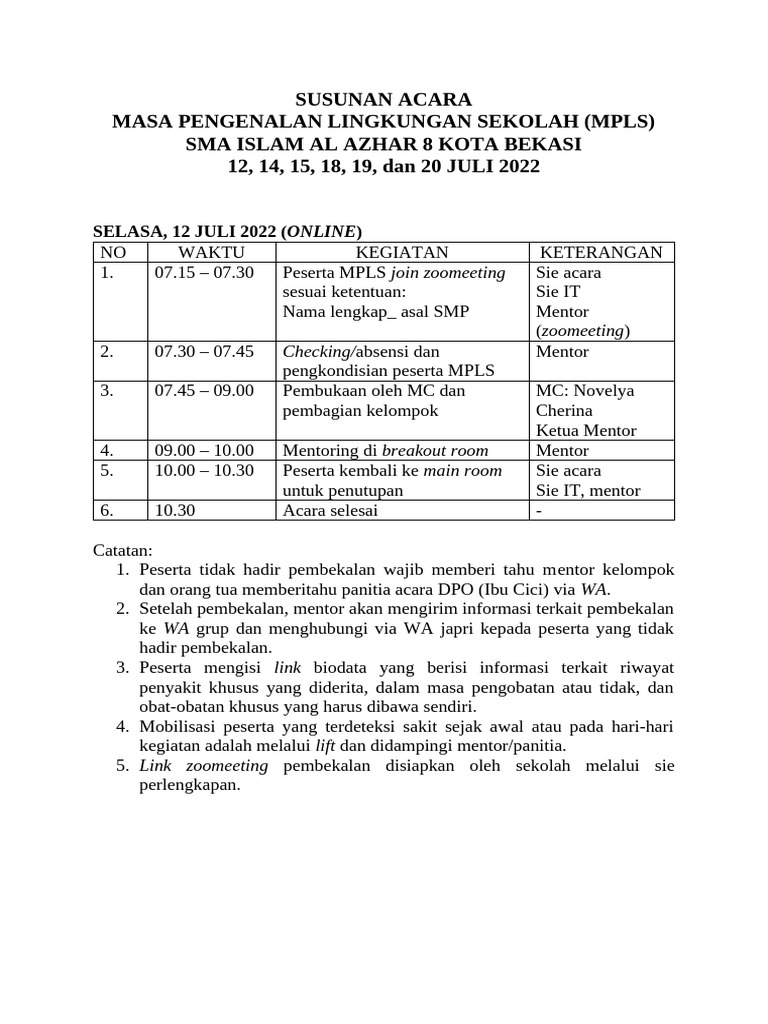 Rundown - MPLS - 2022-2023 (New) | PDF