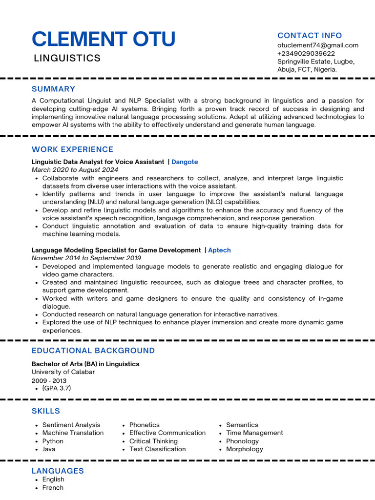 Clement Resume | PDF | Linguistics | Computing