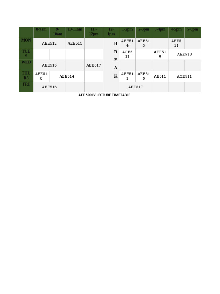 Lecture Timetable | PDF