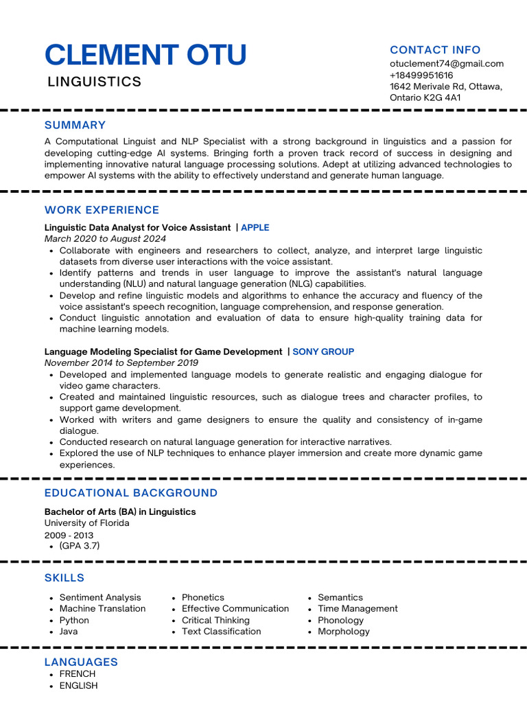 Clement CV | PDF | Linguistics | Cognitive Science